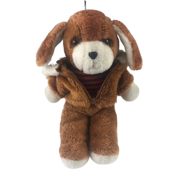 Avon | Toys | Vintage Avon Plush Brownwhite Puppy Dog Wjacket Stuffed ...